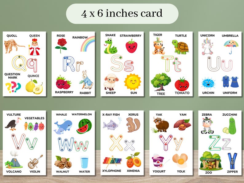 Alphabet Flashcards Educational Cards, ABC Flash Cards Printable A to Z ...