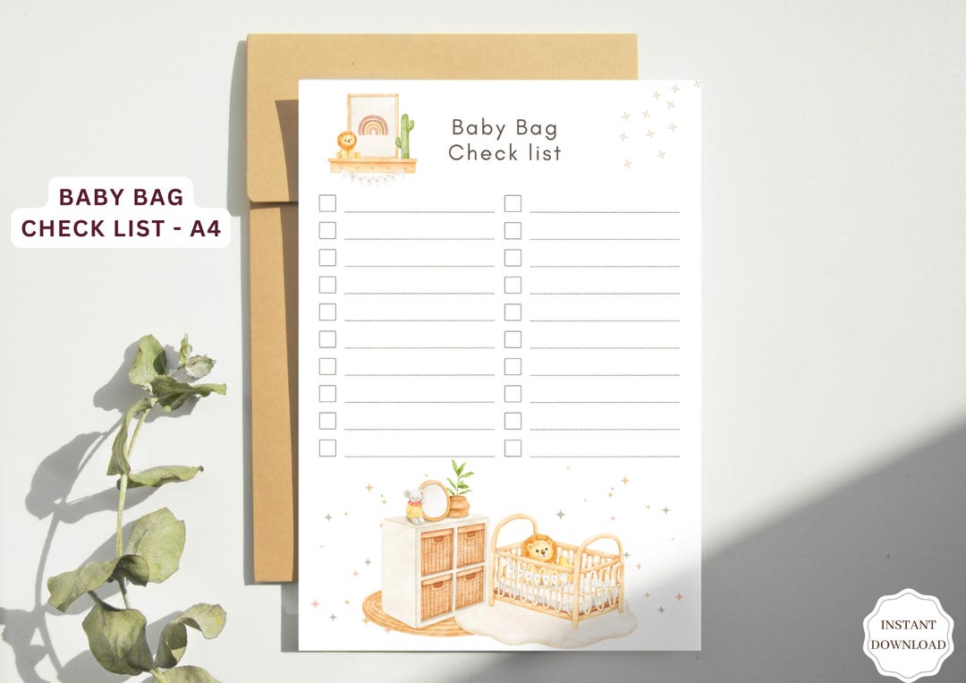 Boho Baby Bag Check List, New Baby Check List, Hospital Bag Checklist ...