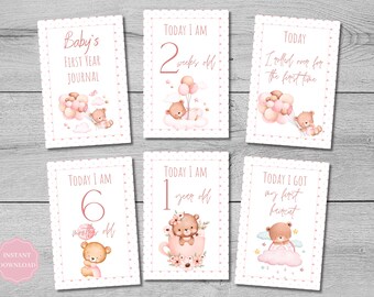 French 56 Woodland Baby Milestone Cards Printable Unisex Memory ...