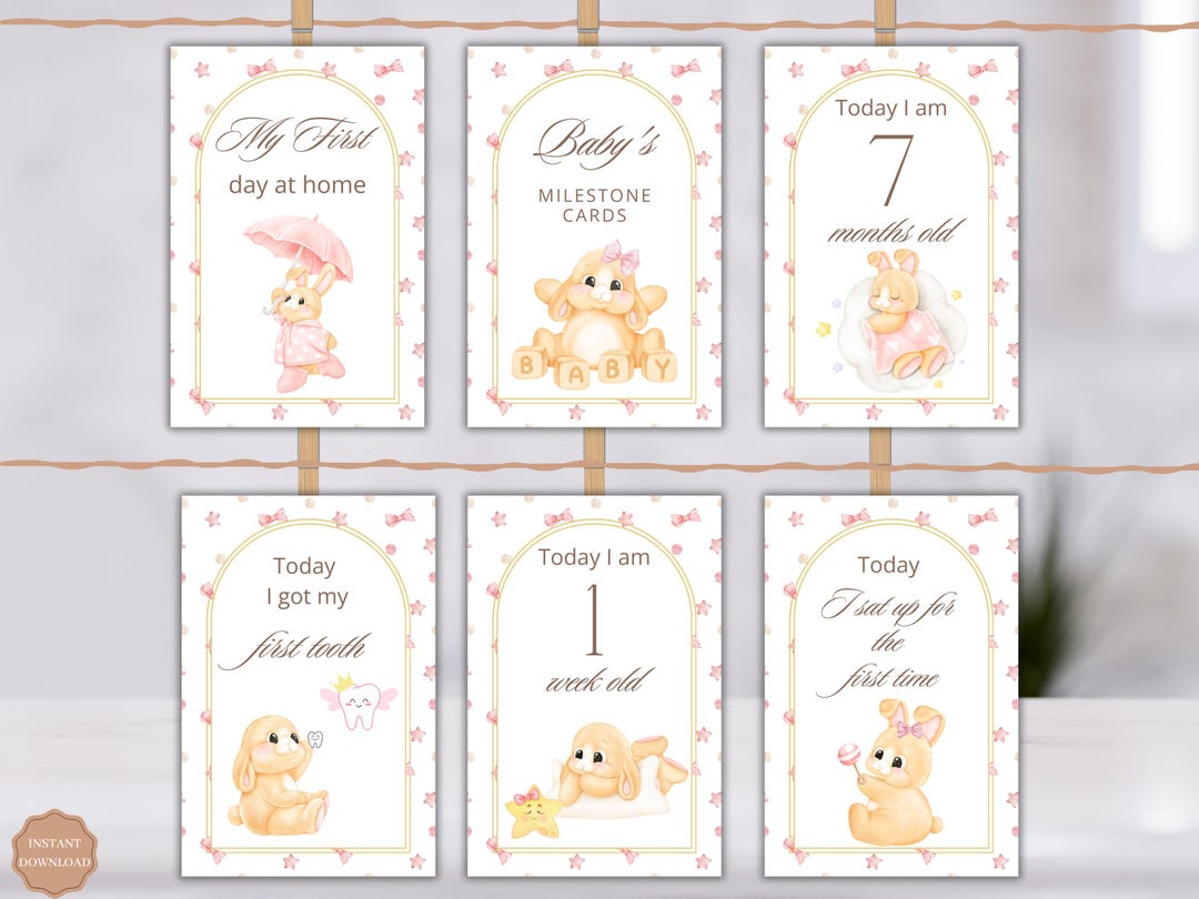 56 Printable Baby Girl Milestone Cards Baby Girl Monthly Milestone ...