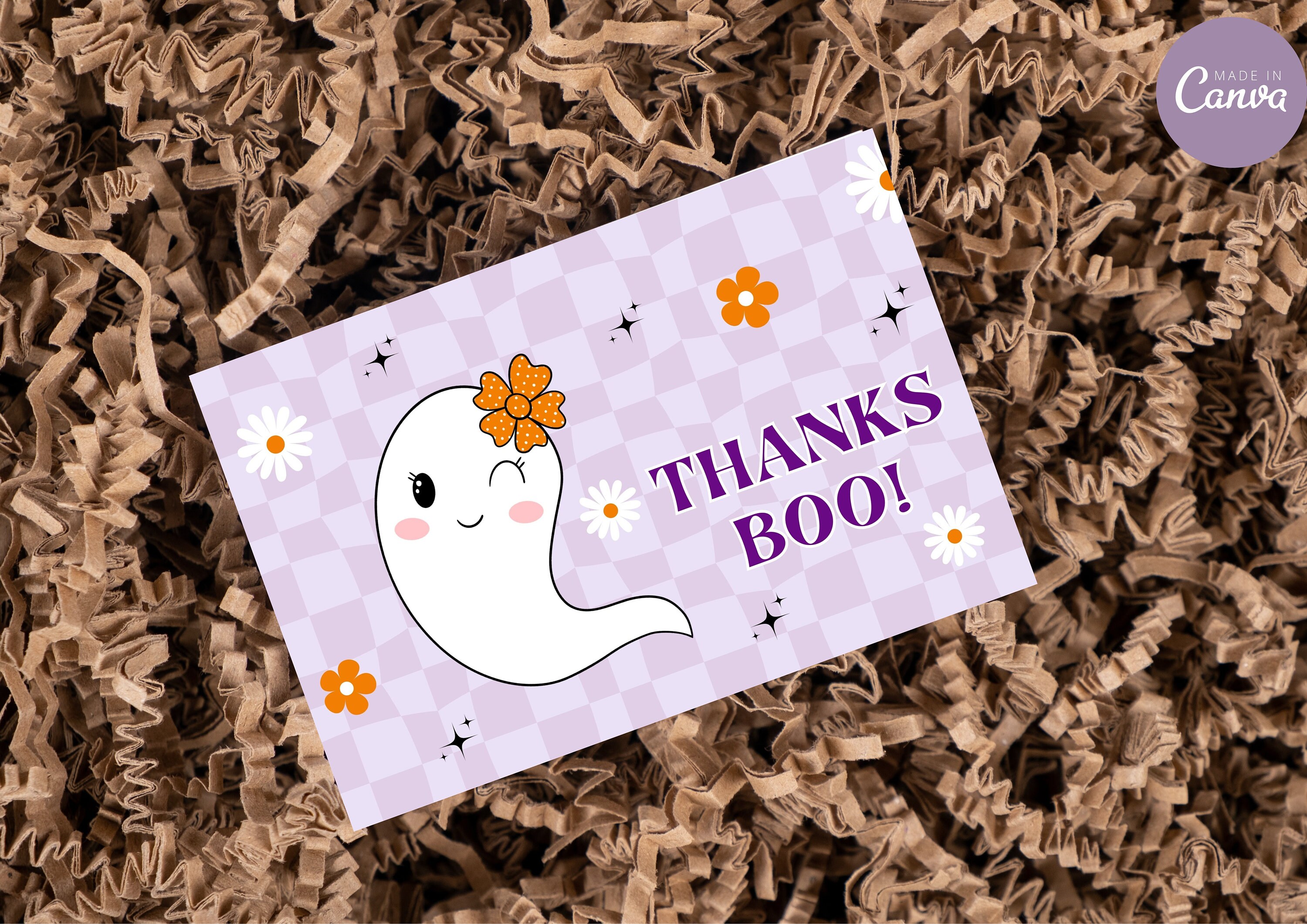 Ghost Business Thank You Card Template Editable Small - Etsy
