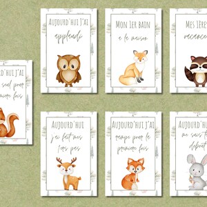 French 56 Woodland Baby Milestone Cards Printable Unisex Memory ...