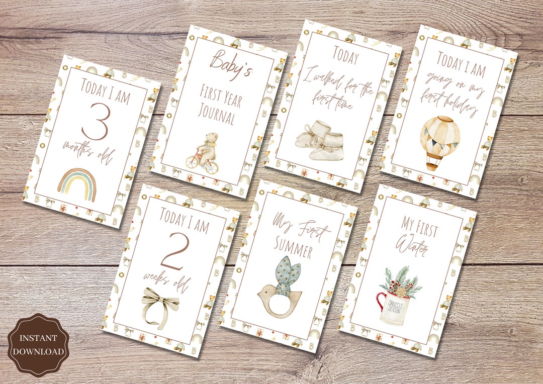 56 Boho Baby Milestone Cards Printable Personalized Unisex Bohemian ...