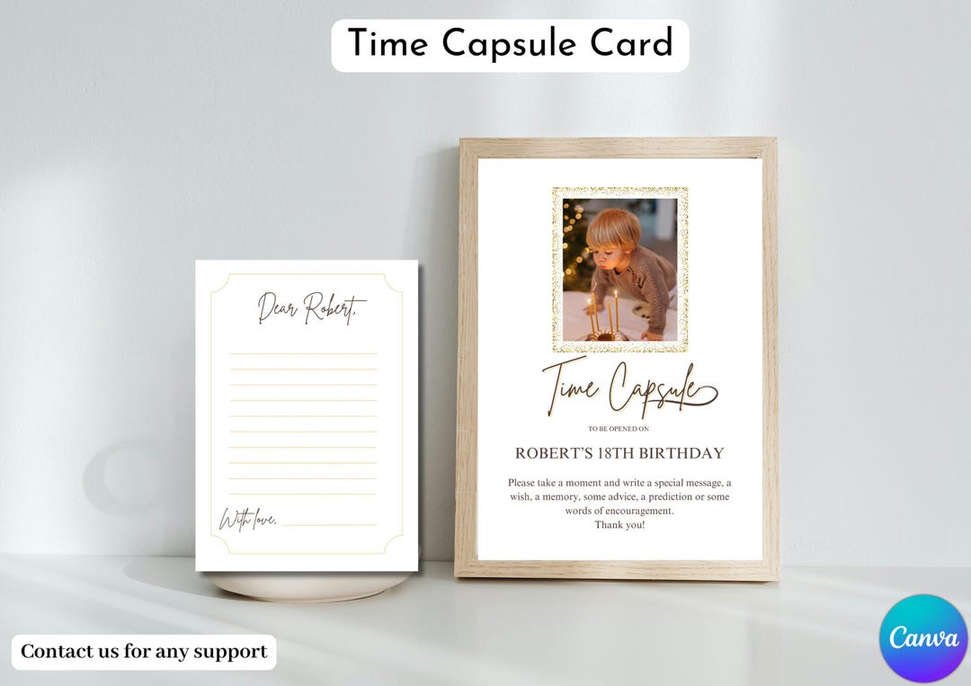 Time Capsule Card Template, 1st Birthday Time Capsule Card, Printable Birthday Party Time ...