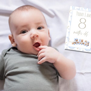 56 Baby Boy Milestone Cards Printable Monthly Milestone Cards Baby ...