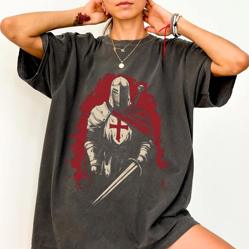 Knight Templar Shirt Comfort Colors: Vintage Crusader Graphic Tee ...