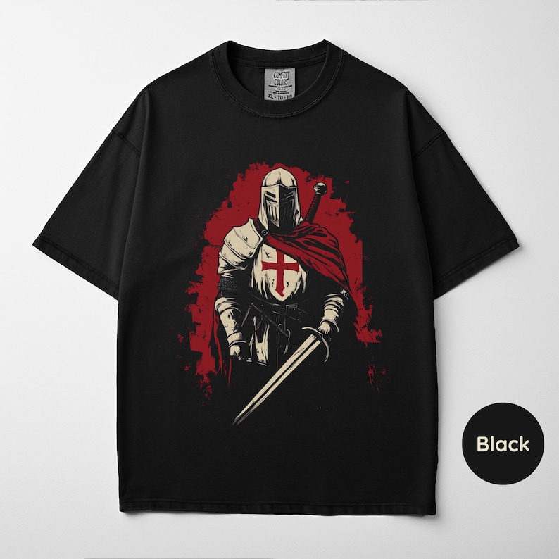 Knight Templar Shirt Comfort Colors: Vintage Crusader Graphic Tee ...