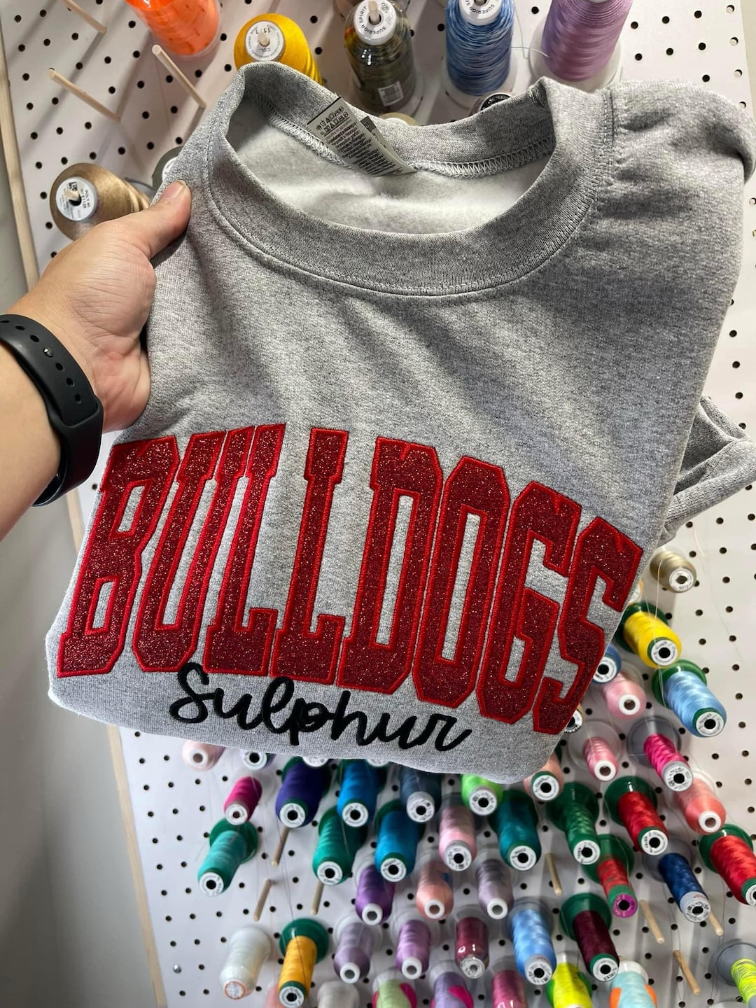 Custom School Spirit Glitter Applique Sweatshirt or Tee: Embroidered ...