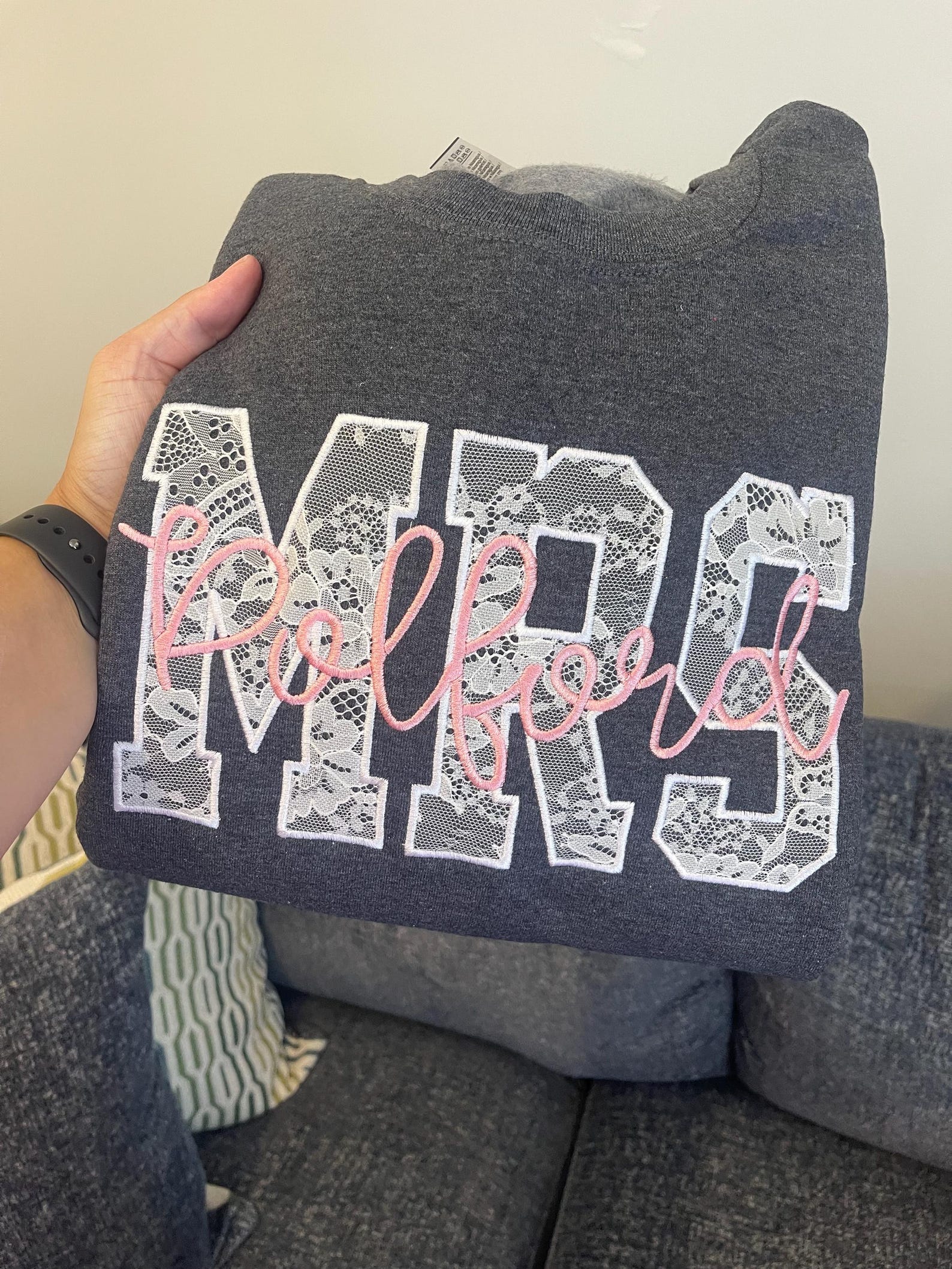 Custom MRS Lace Applique Embroidered Sweatshirt: Bridal Gift - Etsy
