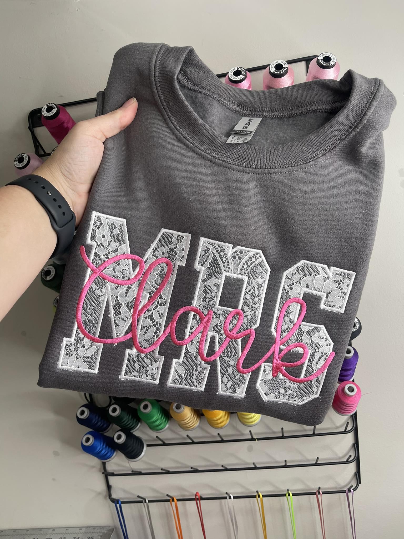 Custom MRS Lace Applique Embroidered Sweatshirt: Bridal Gift - Etsy