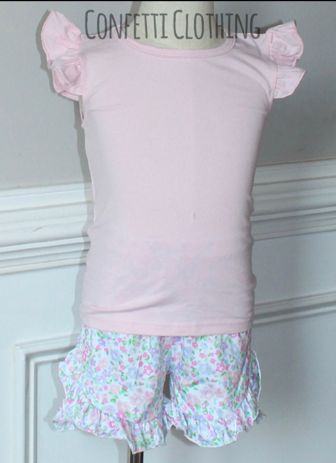 Girls Two Piece TBBC Inspired Floral Outfit, Birthday Monogram Ruffle ...