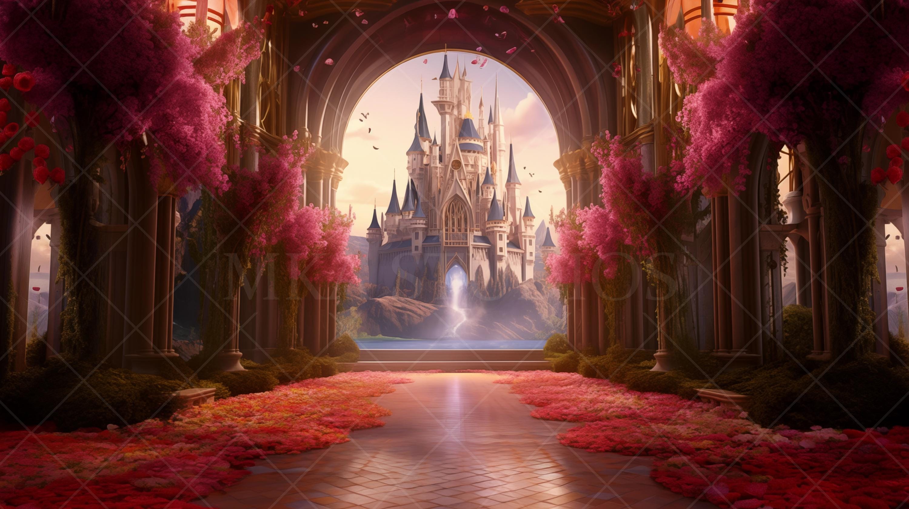 Pink Princess Castle - 1 Beautiful Photography Digital Background ...