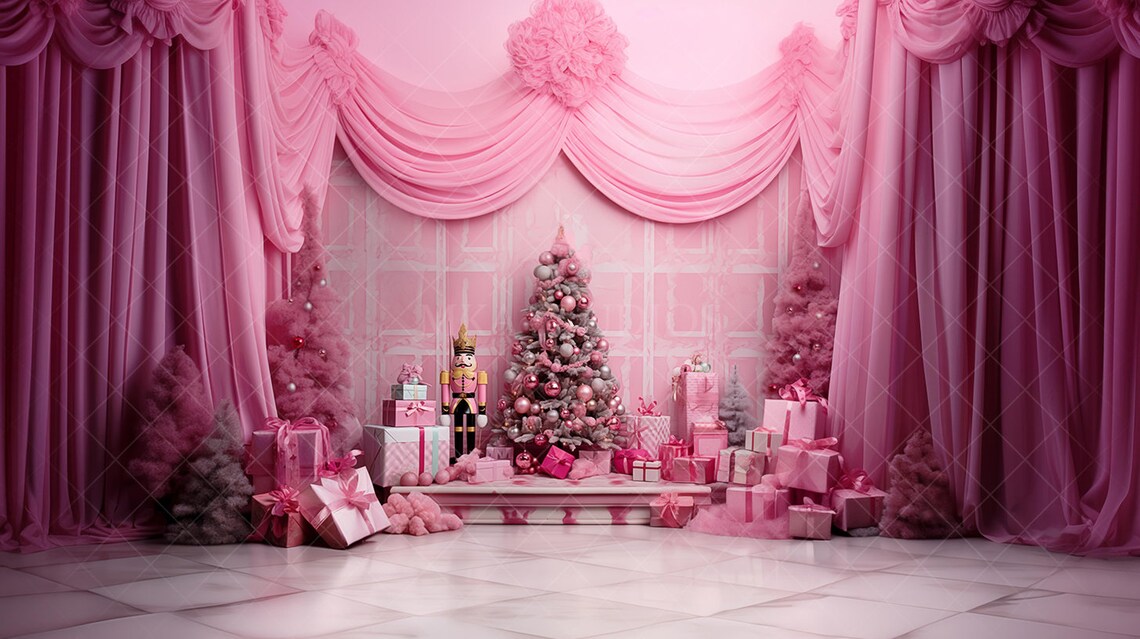 Pink Christmas - 1 Beautiful Photography Digital Background Backdrop ...