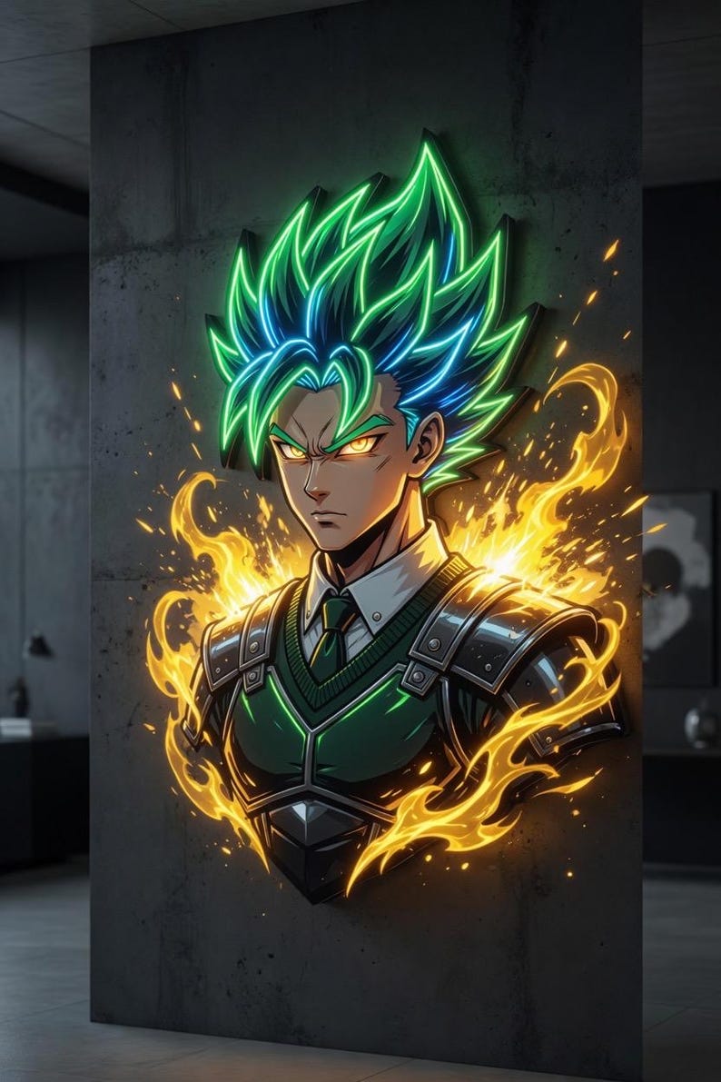 Anime Neon LED Sign, Fire Aura Character, Gamer Room Decor, Wall Art - Etsy