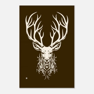 Wooden Regal Majesty: Stags Head on Wood Brown | Symbol of Power and ...