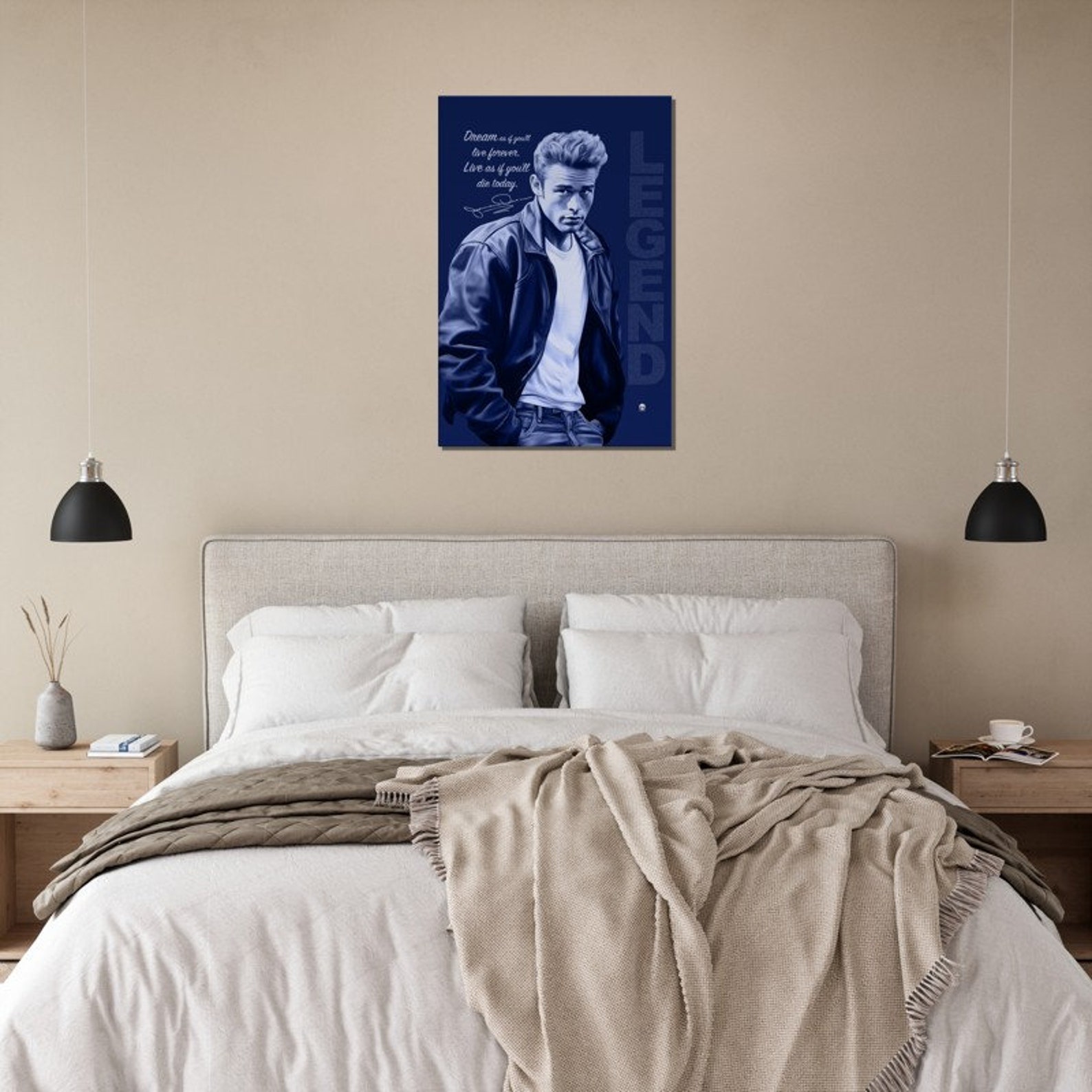 Rebel's Essence: James Dean's Timeless Swagger | Digital Sketch Portrait in Blue Duotone ...