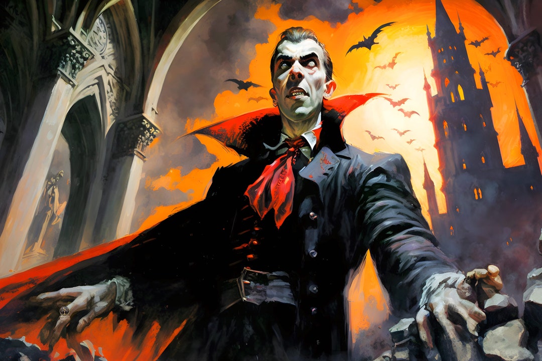 Dracula's Eerie Dominion: Vampire Lord's Hypnotic Gaze Beneath Gothic ...
