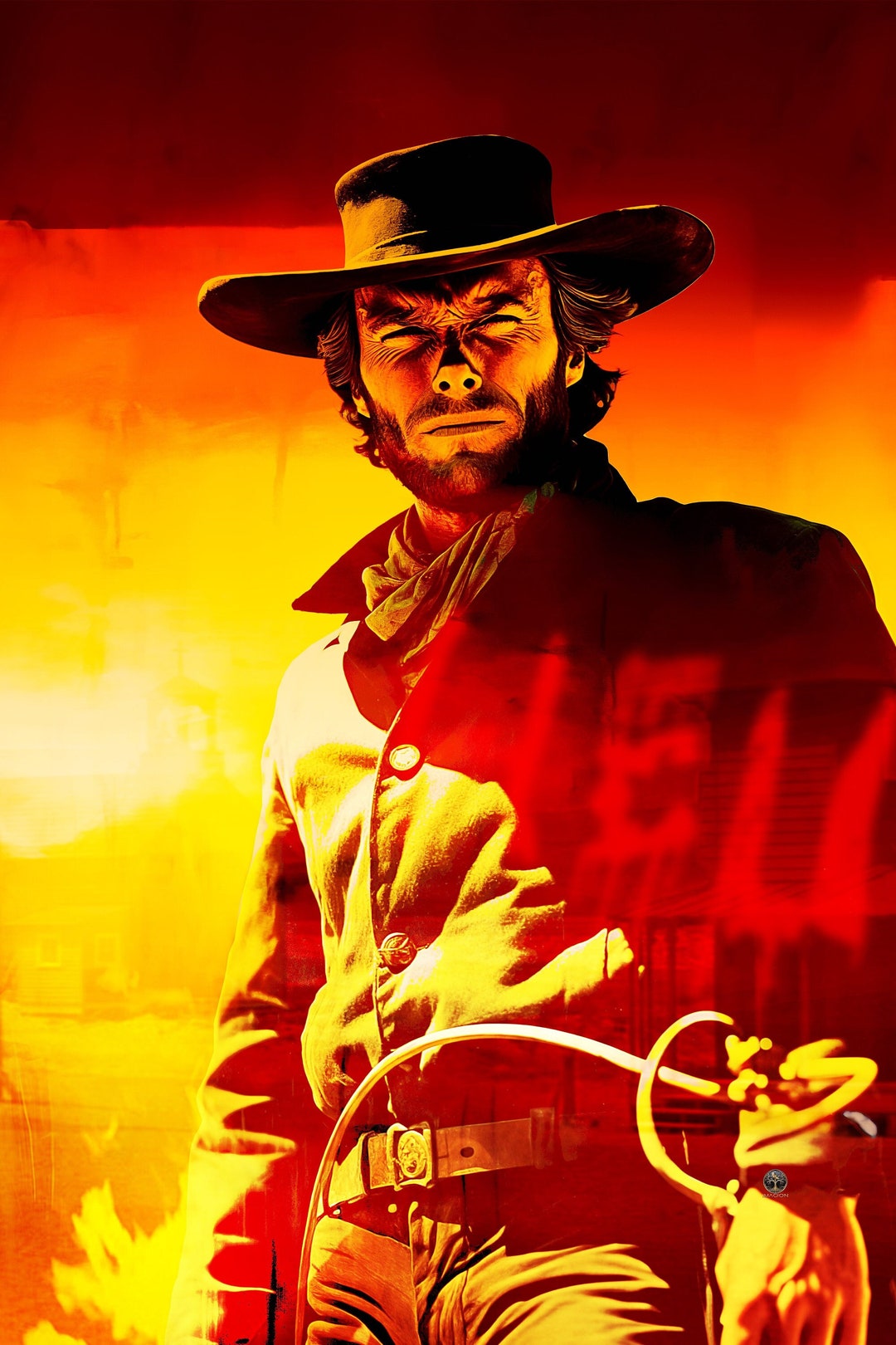 The Drifter's Fury: Clint Eastwood in High Plains Drifter Digital Oil ...