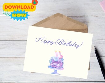 Happy Birthday Digital Printable Card Printable Card Digital Download ...