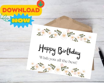 Happy Birthday Digital Printable Card Printable Card Digital Download ...