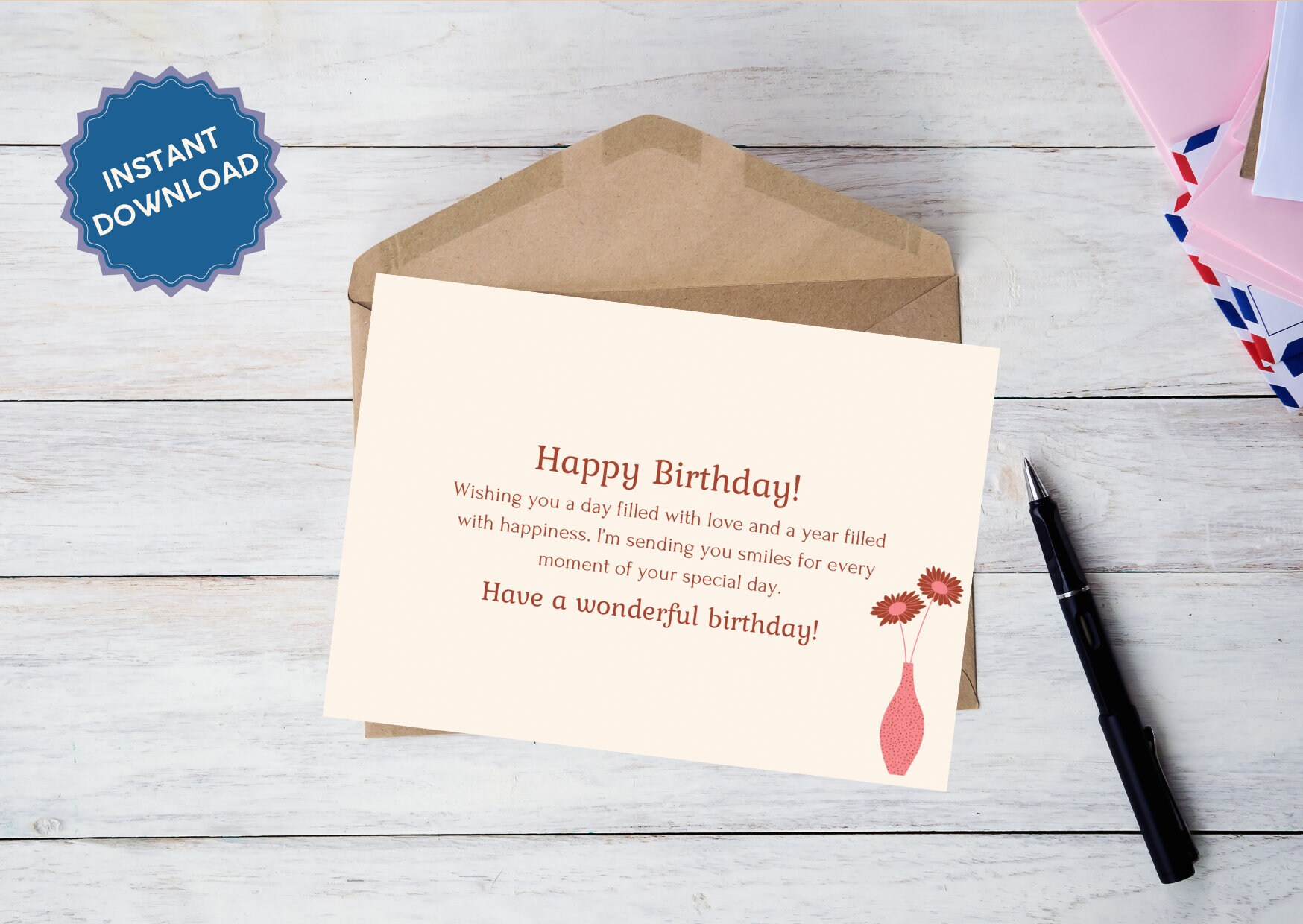 Printable Happy Birthday Card Birthday Card Presents Floral - Etsy