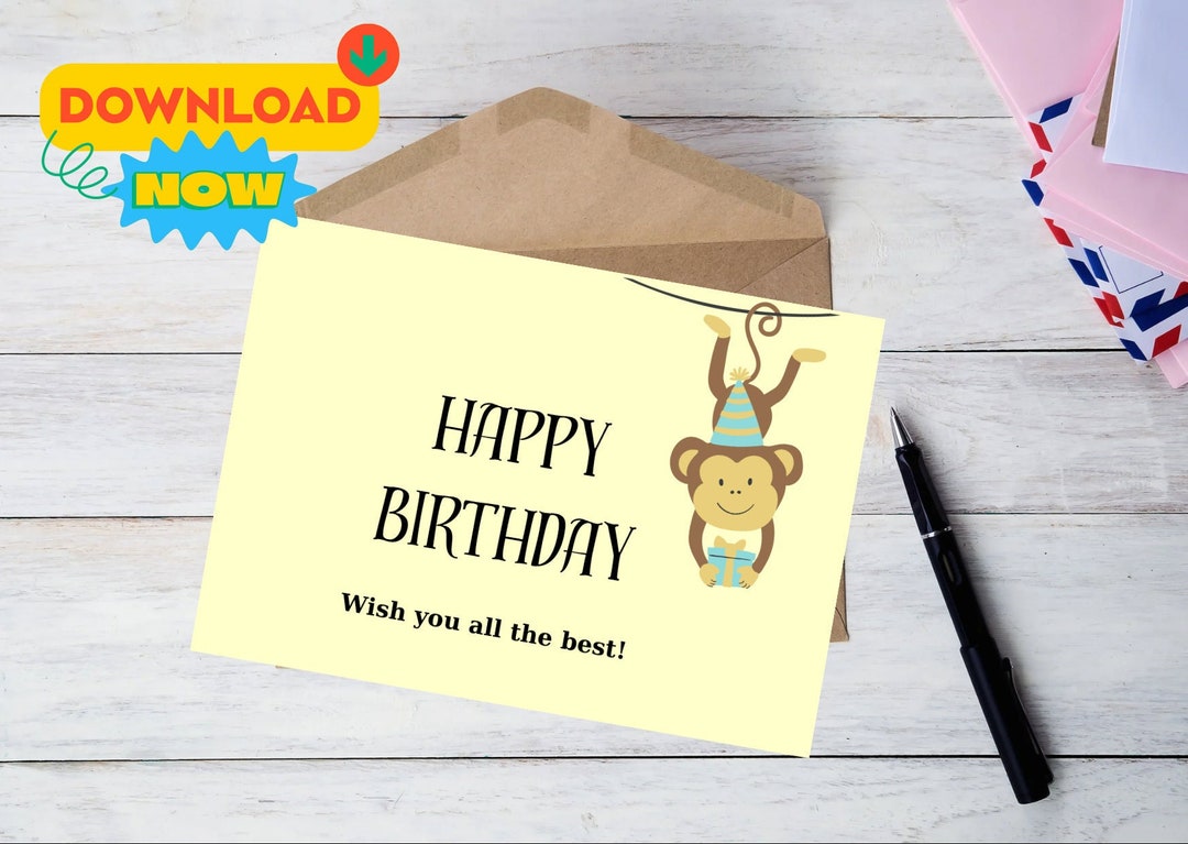 Happy Birthday Digital Printable Card Printable Card Digital Download ...