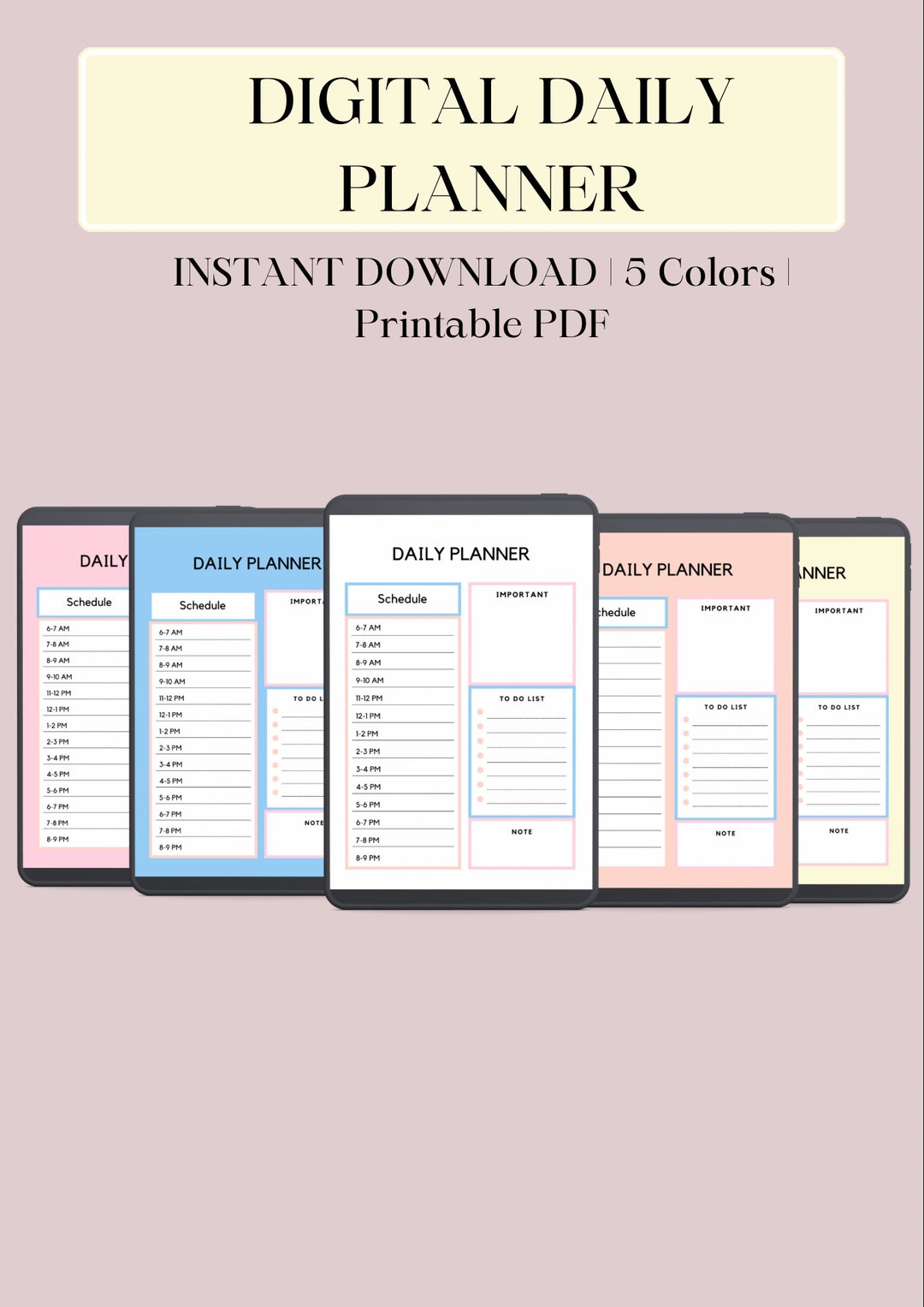 Digital Daily Planner Undated, Daily Planner Notebook, Daily Digital ...