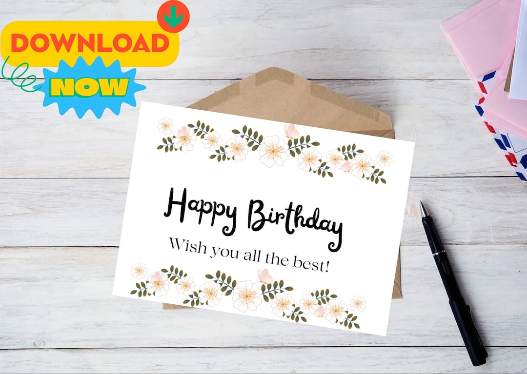Happy Birthday Digital Printable Card Printable Card Digital Download ...