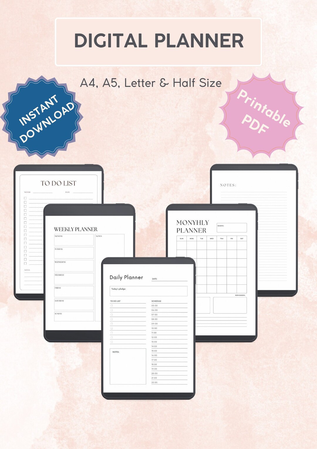 Stay Organized Print at Home Instant Download, Daily Planner Weekly ...