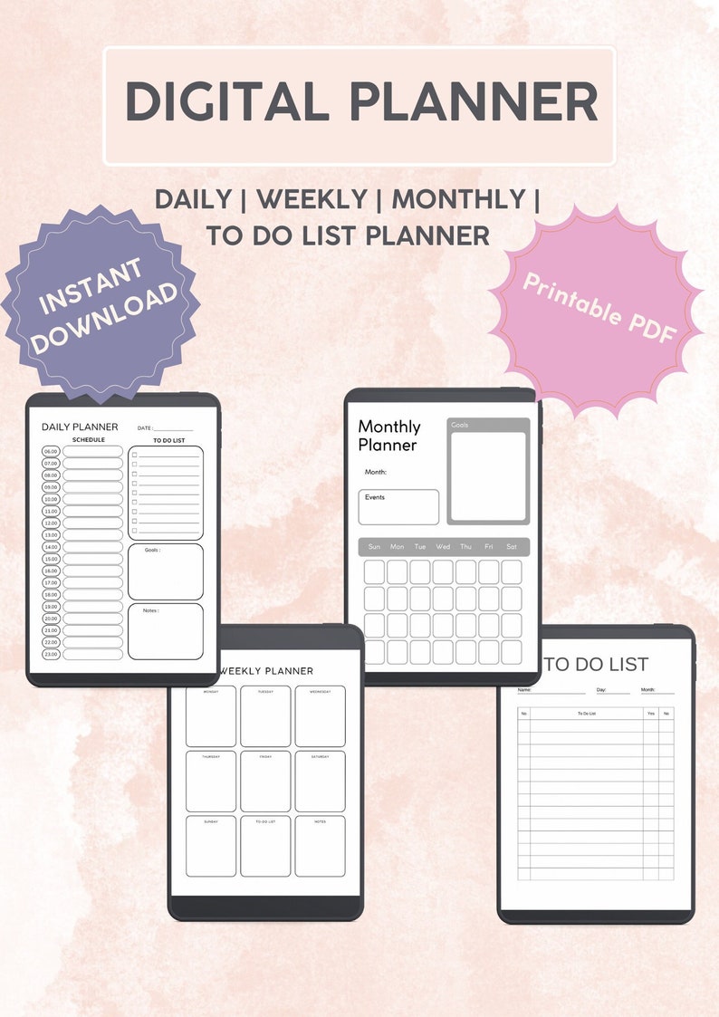 Stay Organized Print at Home Instant Download, Daily Planner Weekly ...