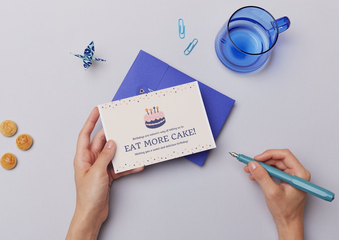 PRINTABLE Funny Eat More Cake Birthday Card, Digital Download Funny ...