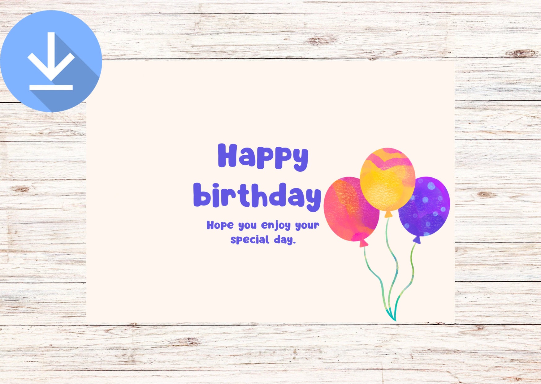 Happy Birthday Digital Printable Card Printable Card Digital Download ...