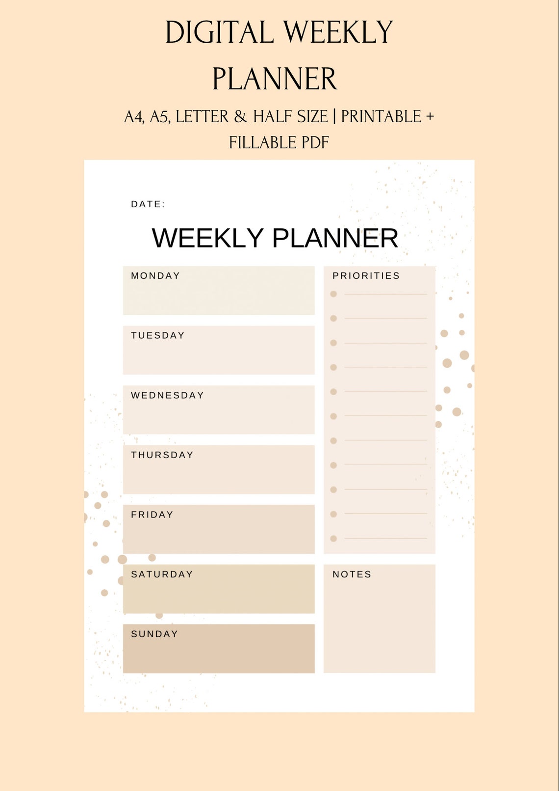 WEEKLY PLANNER - Etsy
