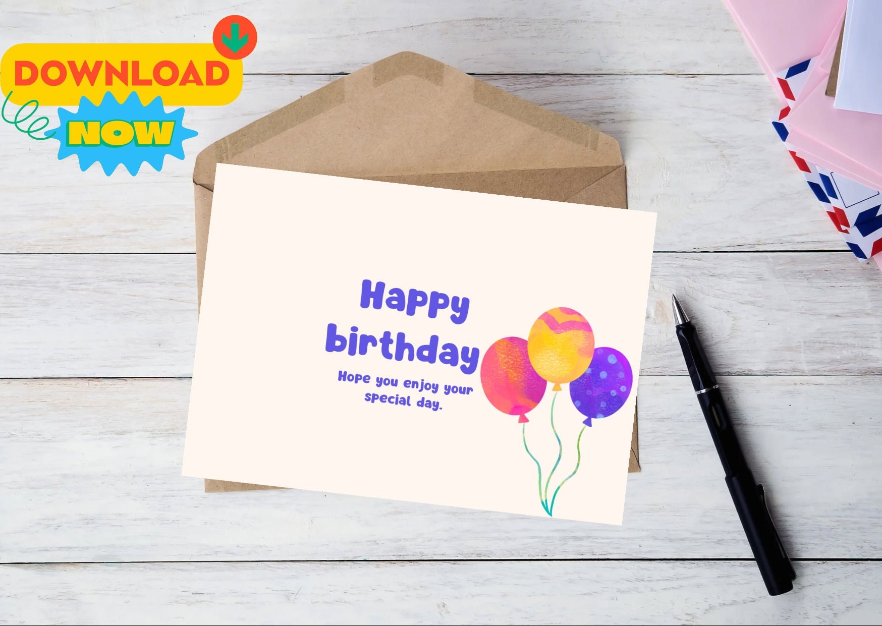 Happy Birthday Digital Printable Card Printable Card Digital Download ...