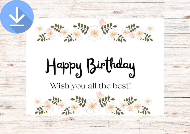 Happy Birthday Digital Printable Card Printable Card Digital Download ...