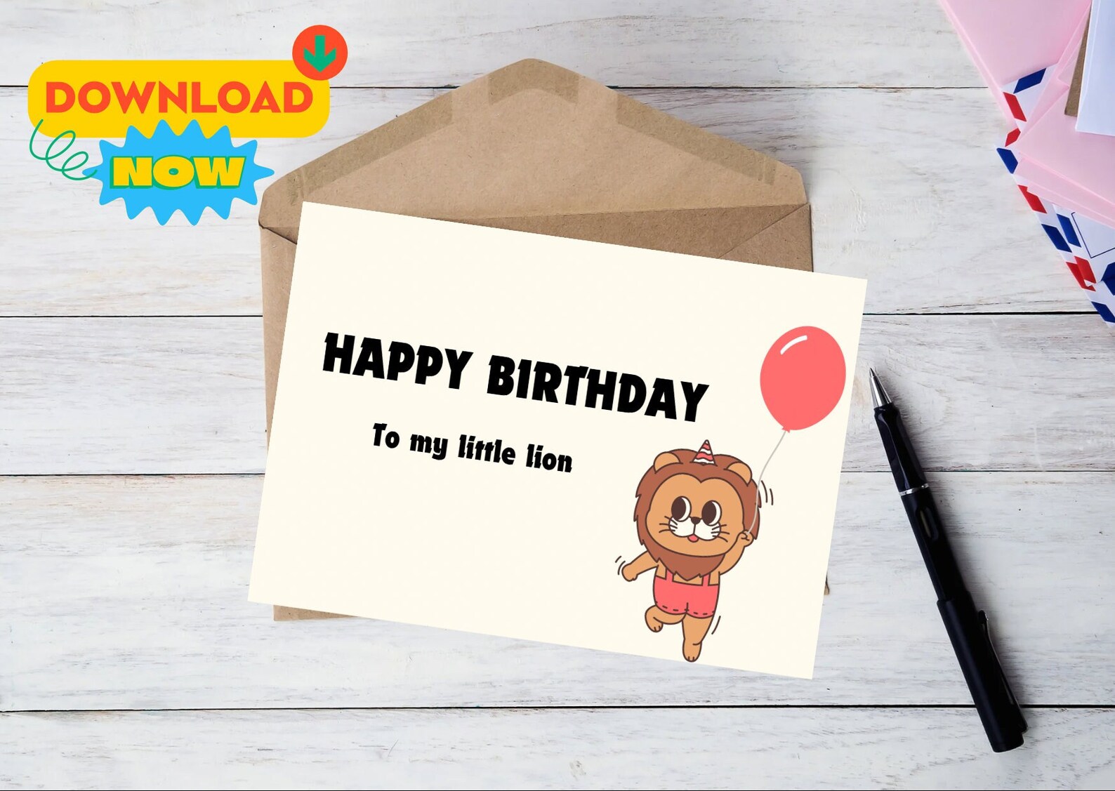 Printable Happy Birthday Card Lion, King of the Jungle Card, Leo Happy ...