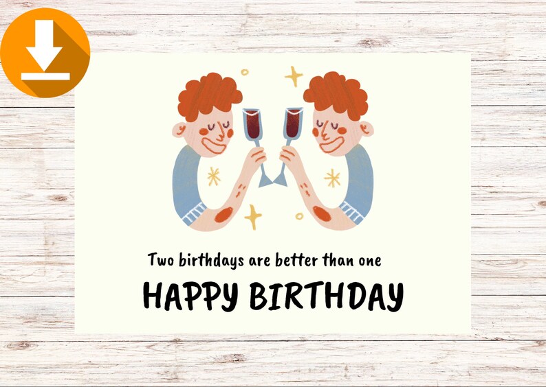 Printable Funny Twin Birthday Card Printable Birthday Card - Etsy