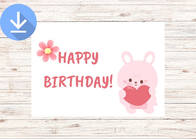Happy Birthday Digital Printable Card Printable Card Digital Download ...