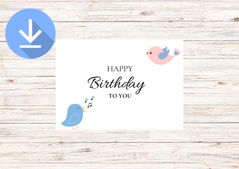 Happy Birthday Digital Printable Card Printable Card Digital Download ...
