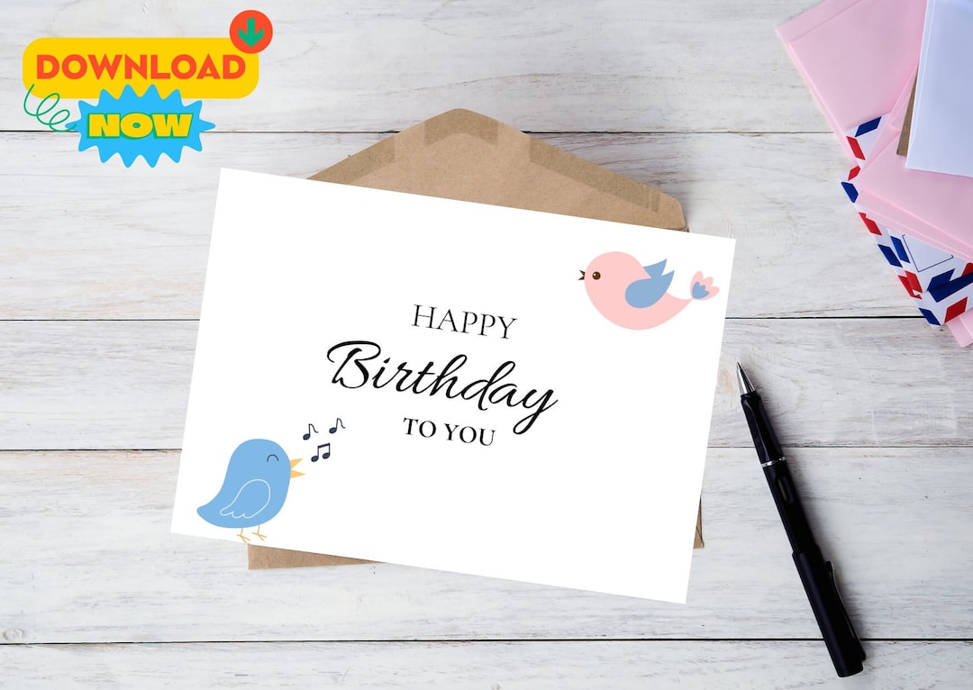 Happy Birthday Digital Printable Card Printable Card Digital Download ...