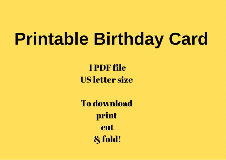 Happy Birthday Digital Printable Card Printable Card - Etsy