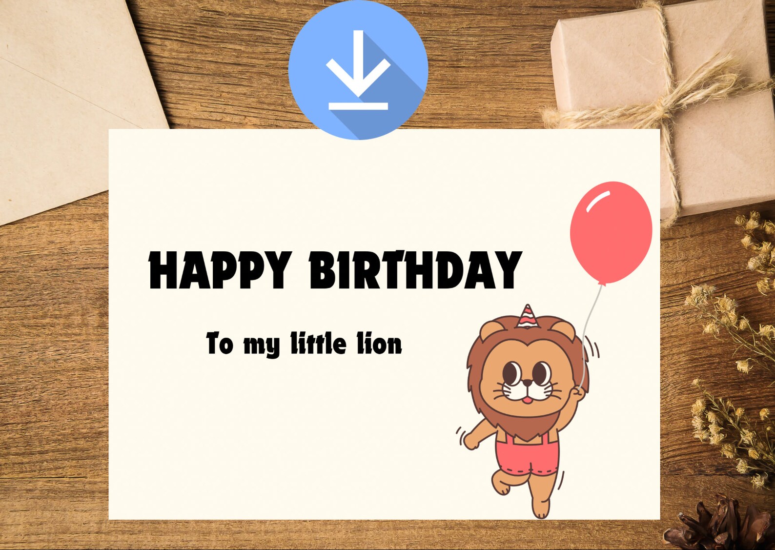 Printable Happy Birthday Card Lion King of the Jungle Card - Etsy