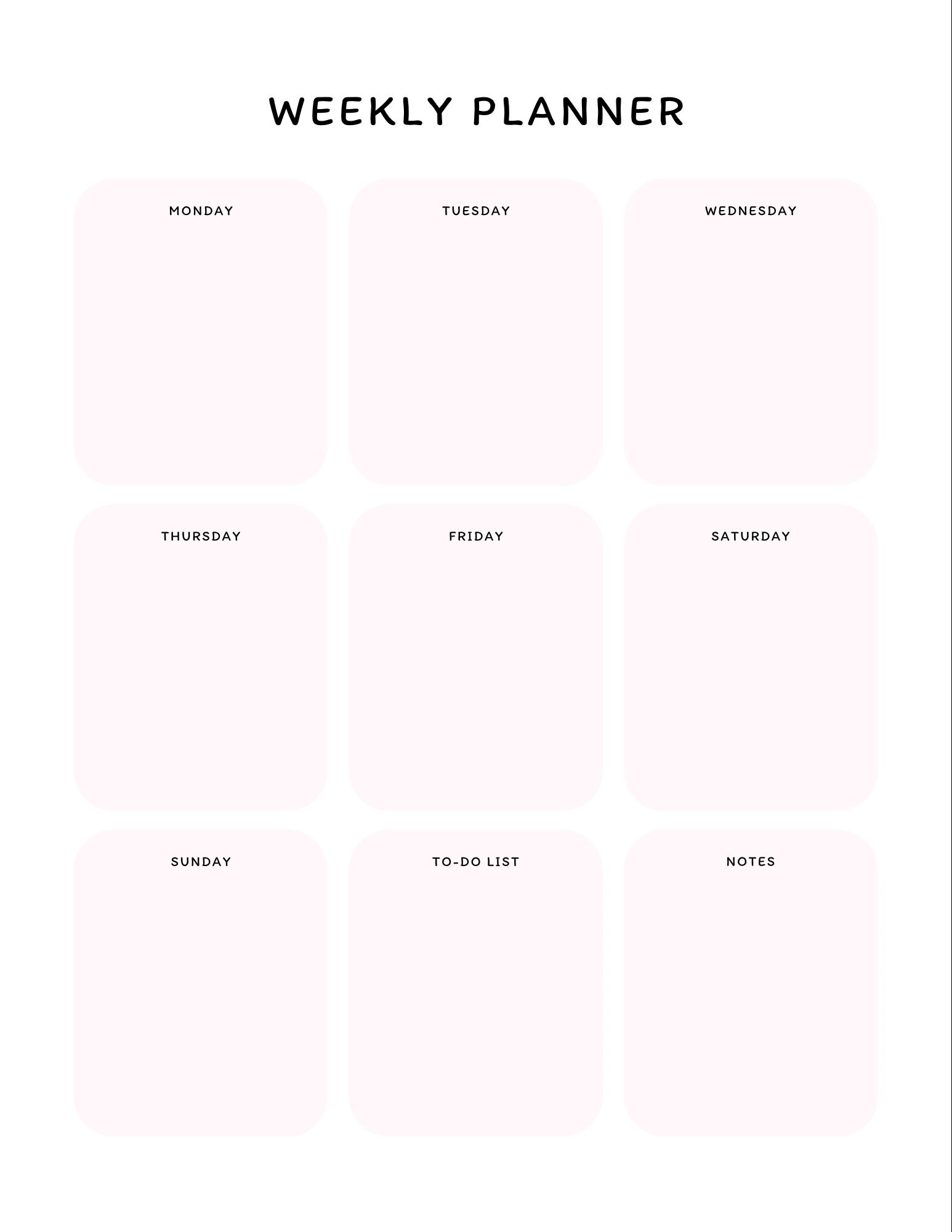 Weekly Planner Printable Minimalist Minimal Weekly Schedule - Etsy