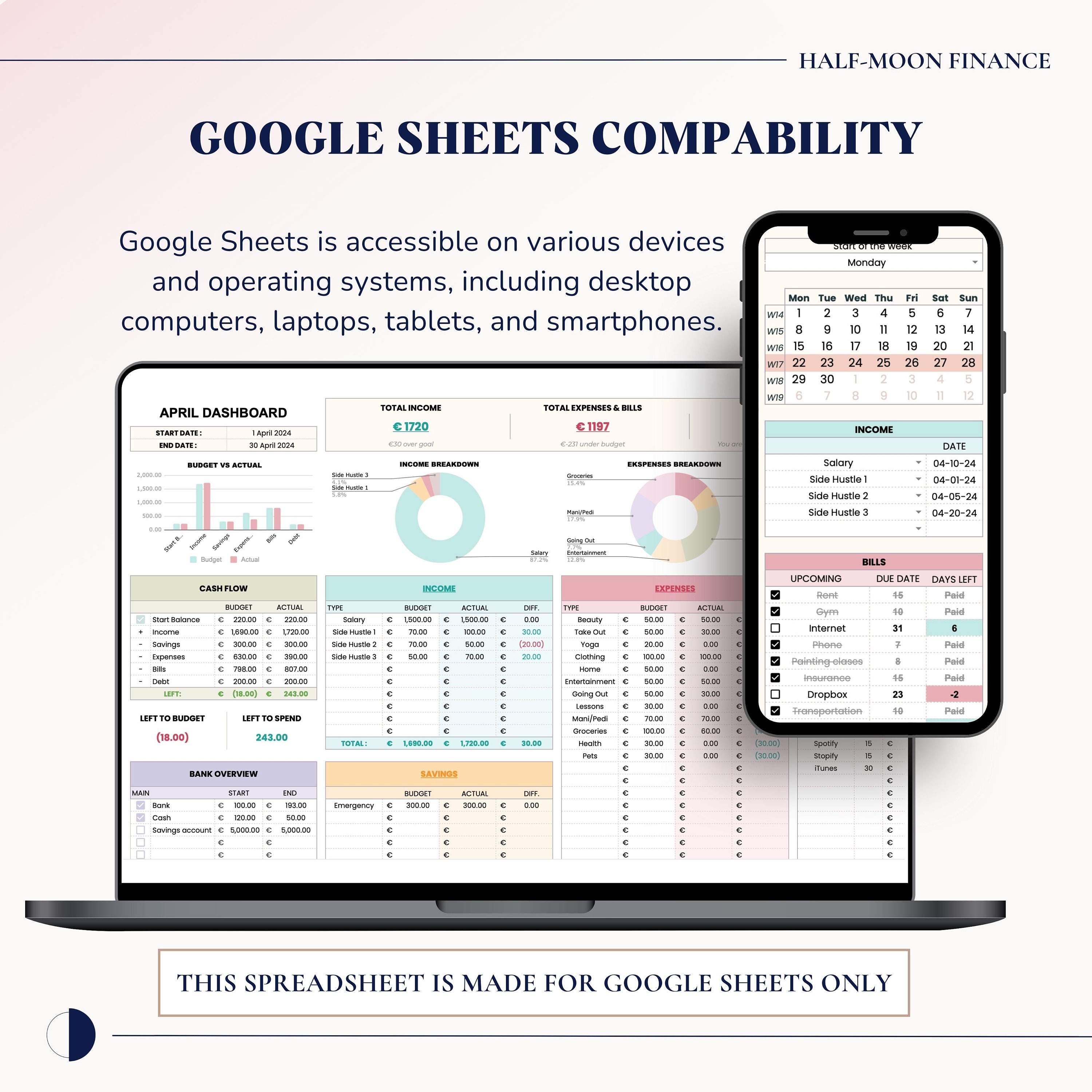 Budget Planner Template in Google Sheets, Digital Budget Tracker ...