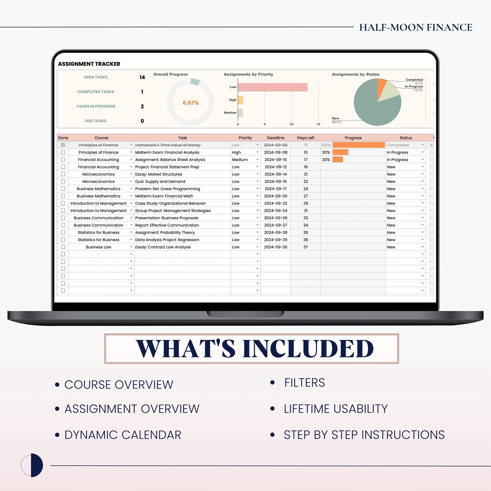 Student Academic Planner, Collage Assignment Tracker, Monthly Task ...