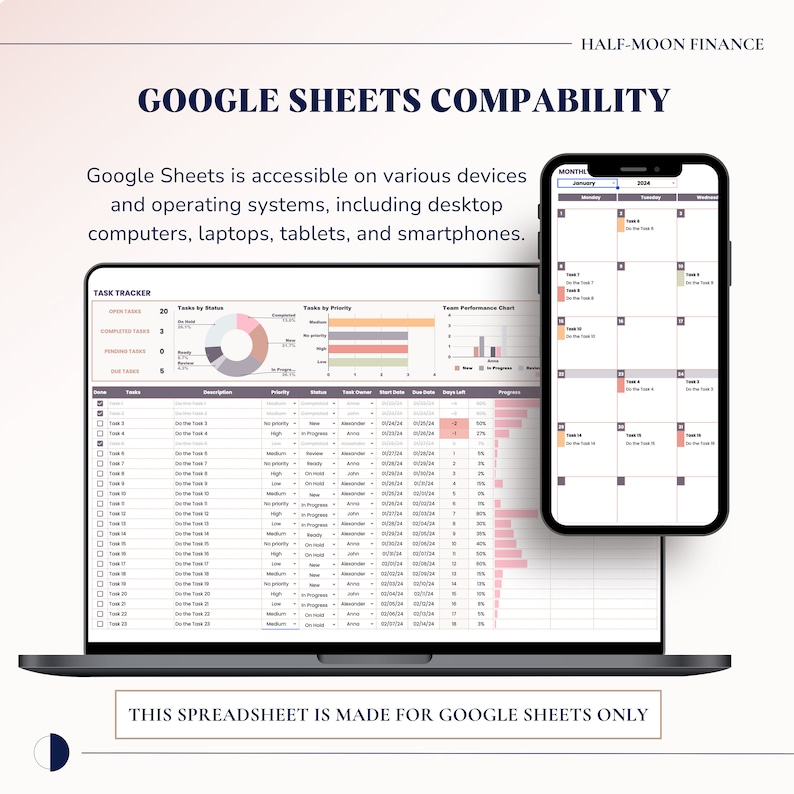 Task Tracker Google Sheets Template, Team Project Management, Task to ...