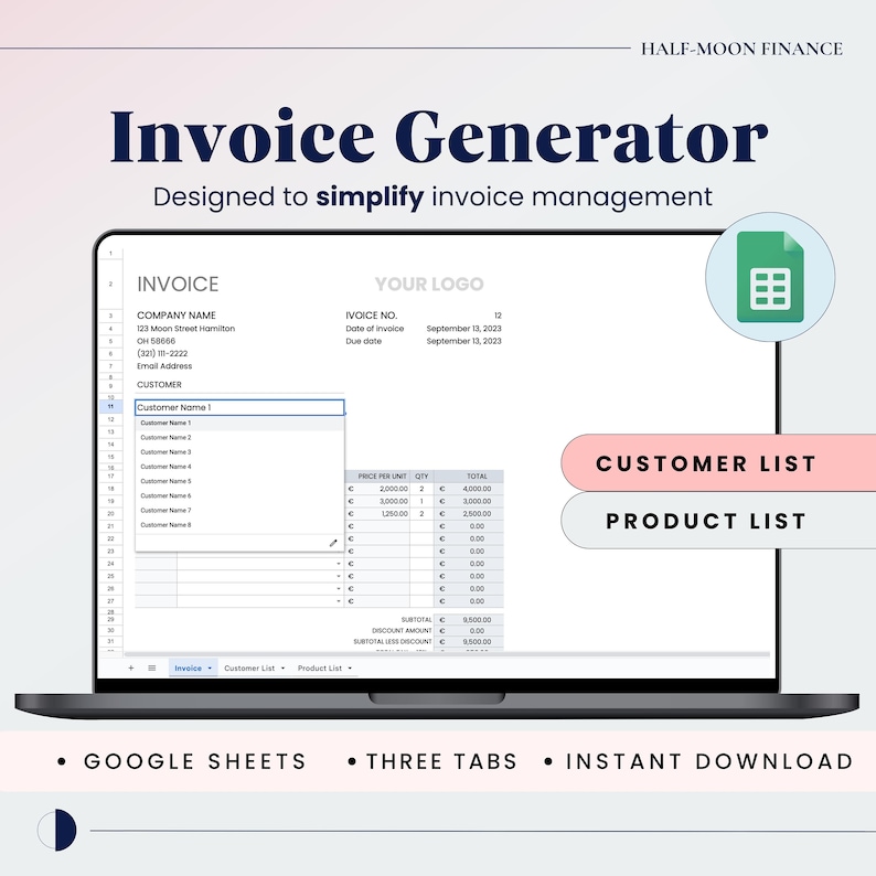 Invoice Generator, Invoice Template in Google Sheets for Small Business ...