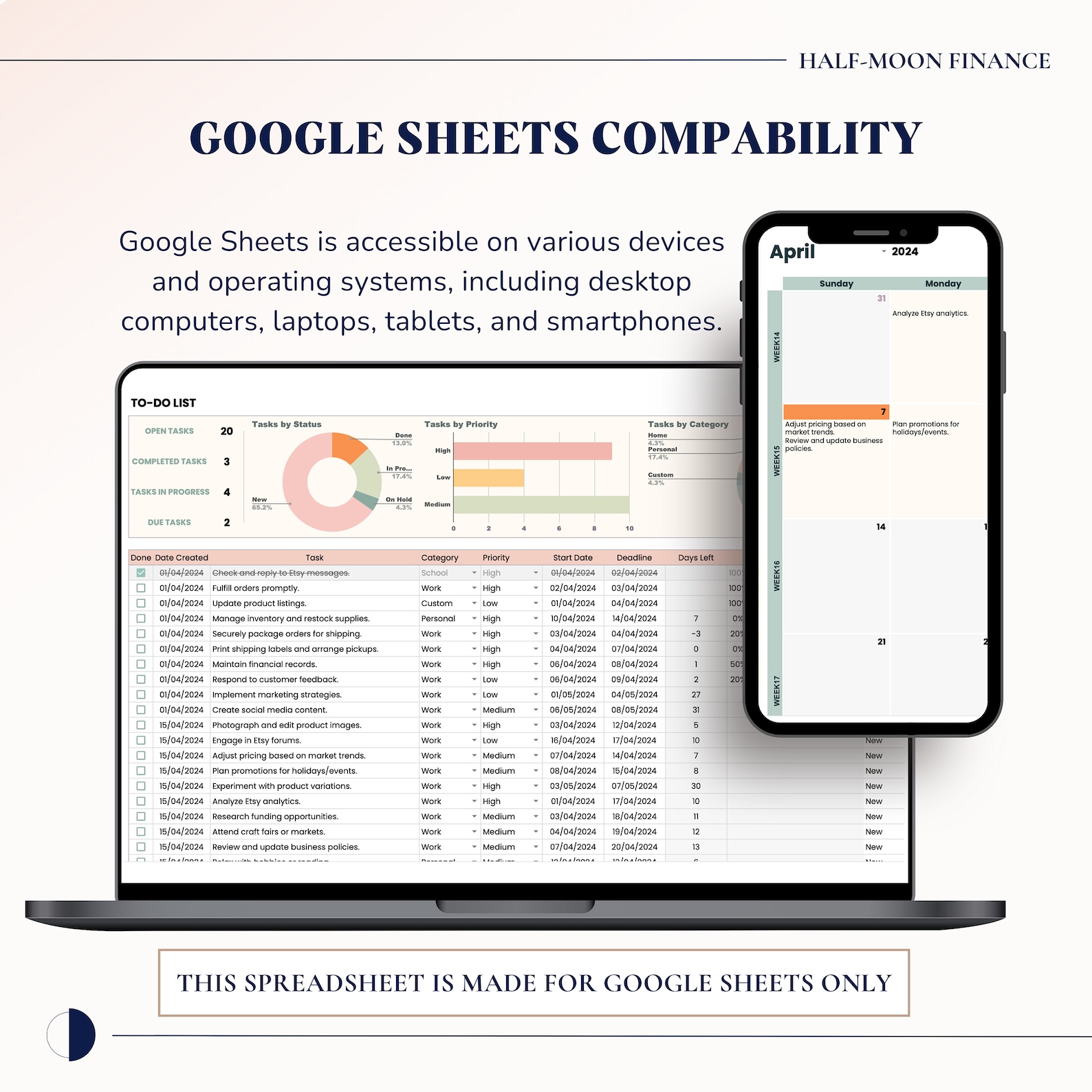 To Do List Planner Template in Google Sheets, Task Tacker, Smart ...