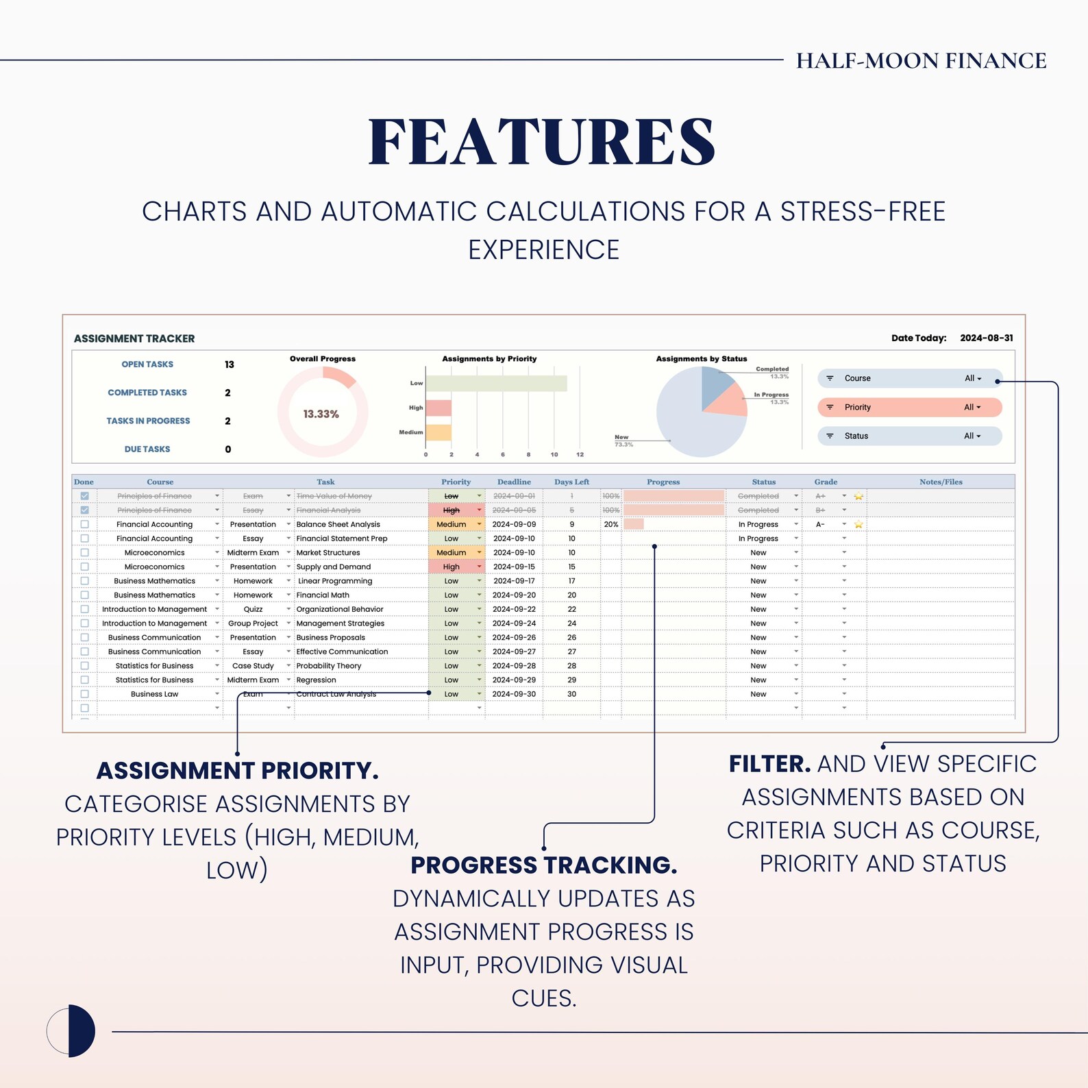 Assignment Tracker, Student Academic Planner, University Class Schedule ...