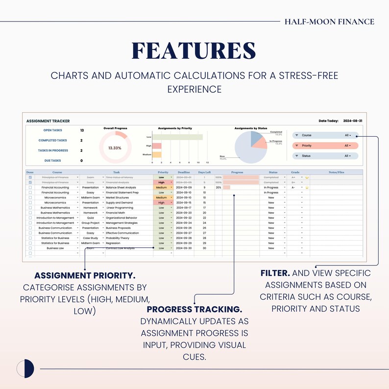 Assignment Tracker, Student Academic Planner, University Class Schedule ...